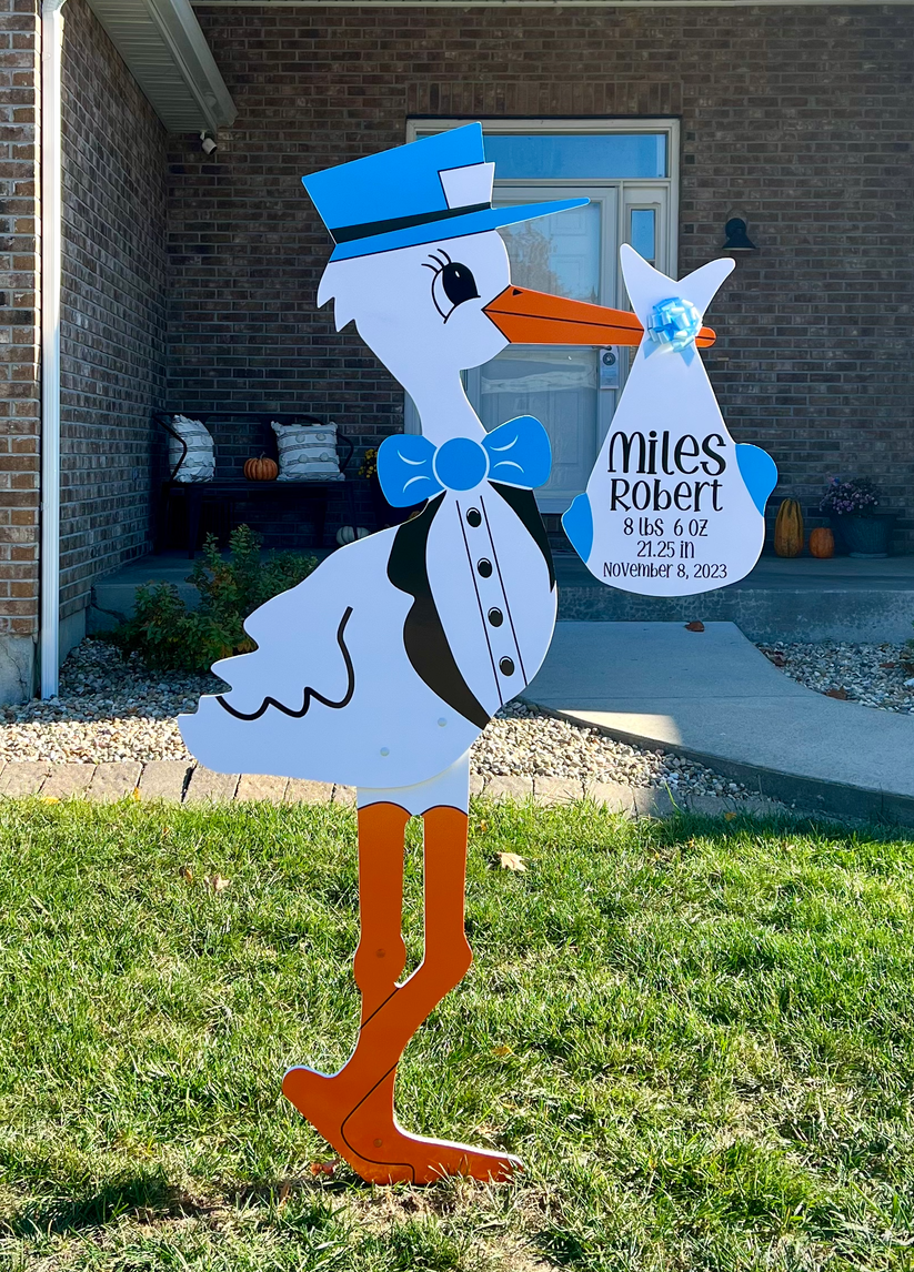 Stork Yard Sign Rental for New Baby Birth Announcements – STL Storks