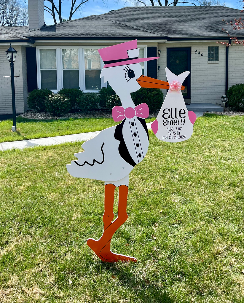 Stork Yard Sign Rental for New Baby Birth Announcements – STL Storks